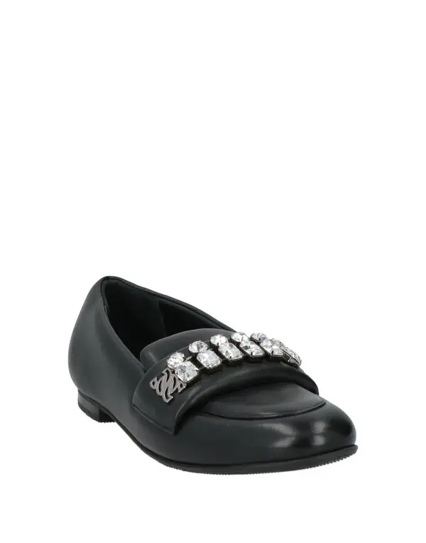 Casadei Leather Embellished Loafers - Black