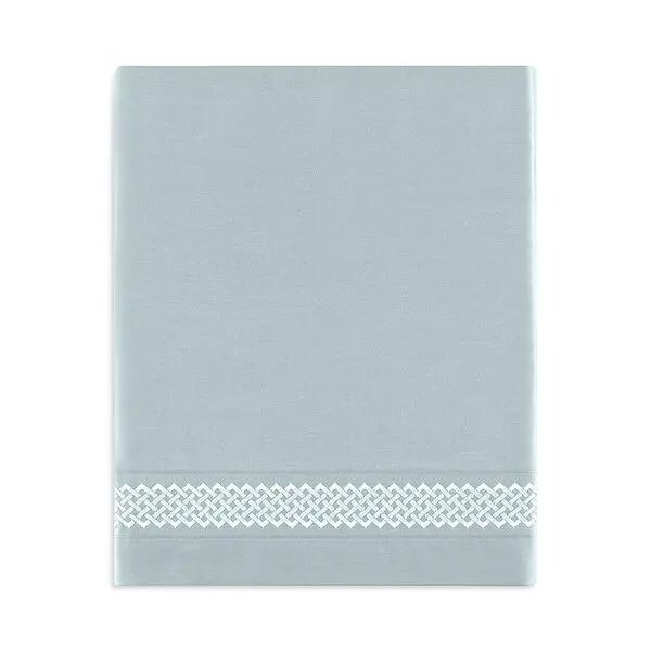 AMALIA HOME COLLECTION Luiz Embroidered Sateen Flat Sheet, King - Mist Blue