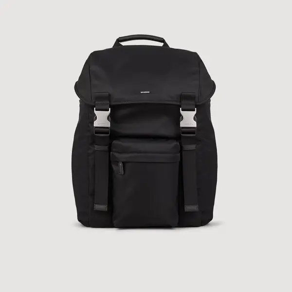 Sandro Recycled Leather Backpack - Black
