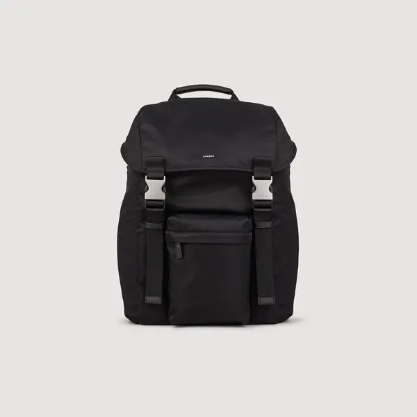 Sandro Recycled Leather Backpack - Black