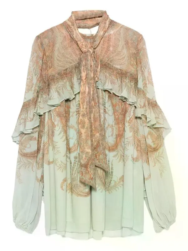 Zimmermann Paisley-print Ruffled Blouse - Blue