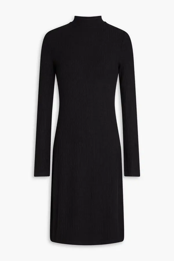 Vince Ribbed Knit Mini Dress - Black