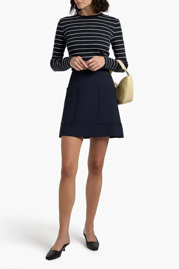 Vince Striped Cotton And Modal-blend Jersey Top - Navy