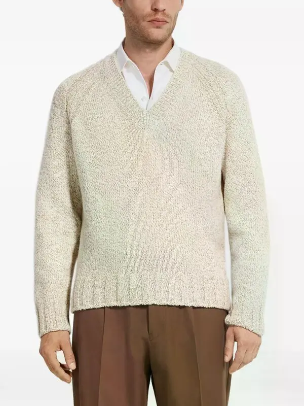 Zegna V-neck Raglan-sleeve Sweater - Neutrals