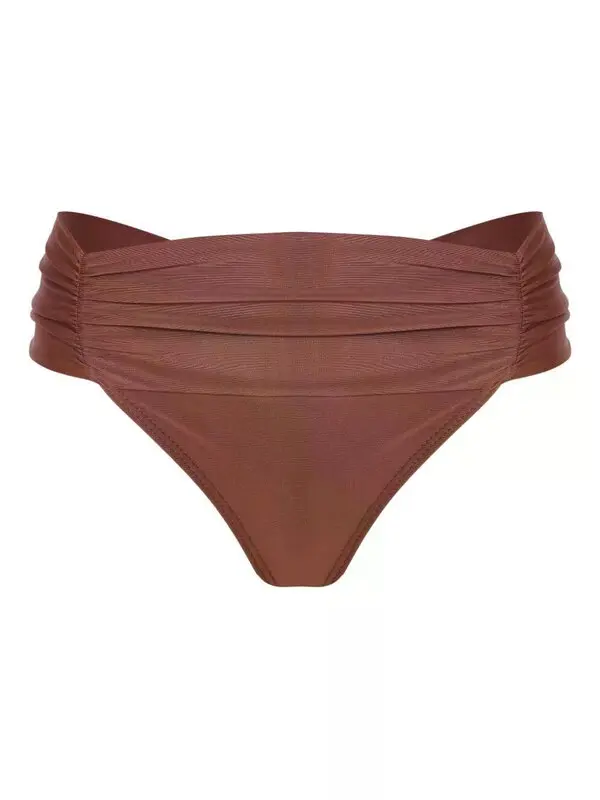 LYGIA & NANNY Jasper Ruched High-waisted Bikini Bottom - Capuccino