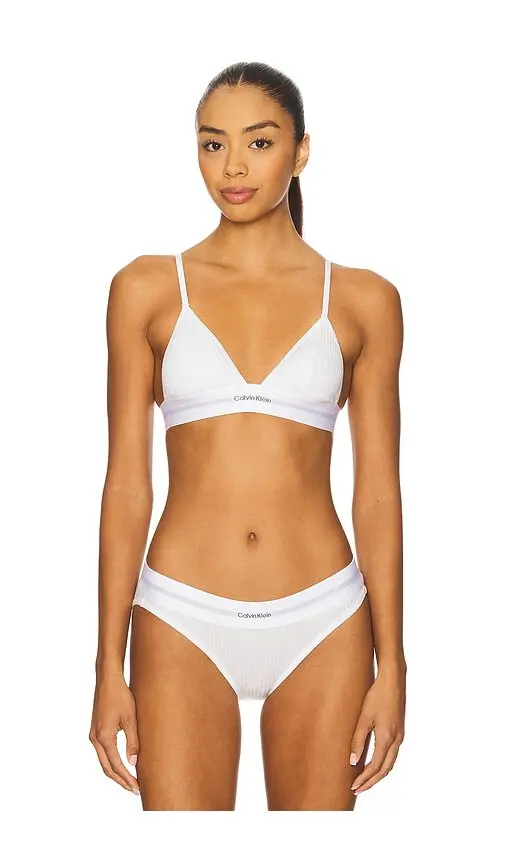 Calvin Klein Modern Rib Unlined Triangle Bra - White
