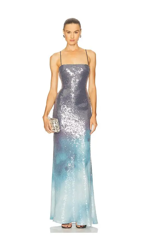 SAU LEE Sequined Mesh Maxi Dress