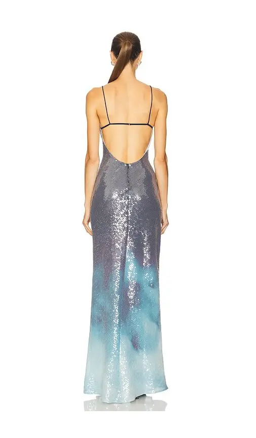 SAU LEE Sequined Mesh Maxi Dress