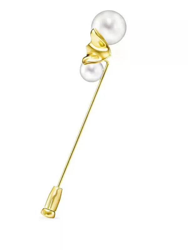 TASAKI 18k Yellow Leaf Pearl Brooch