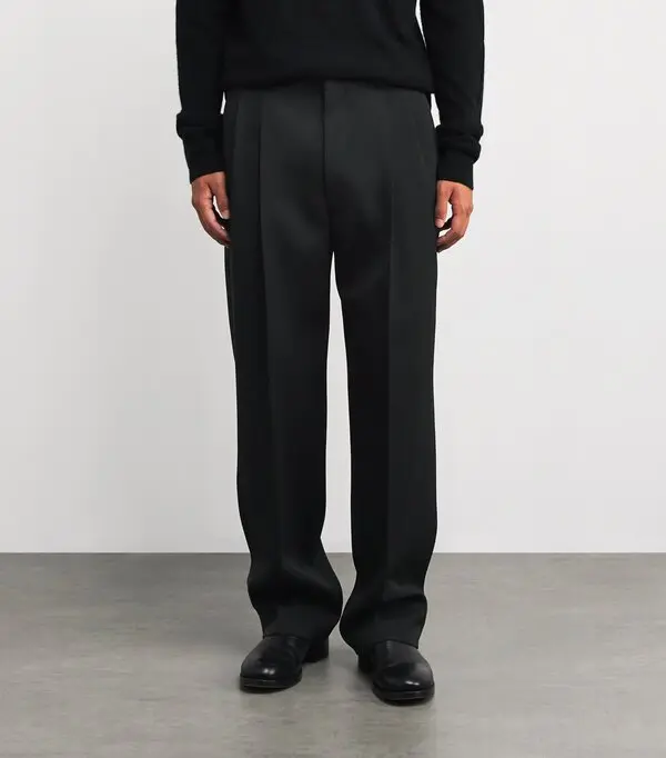 THE ROW Zev Virgin Wool Pleated Trousers
