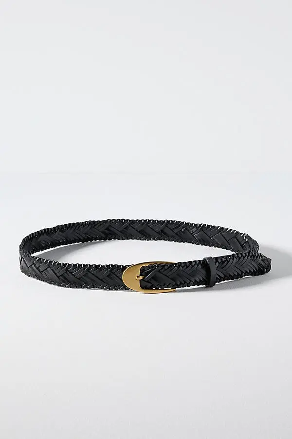 Rag & Bone Gemma Woven Leather Belt - Black