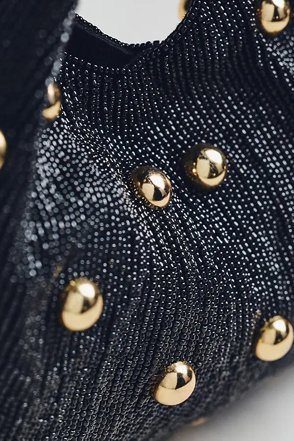 Anthropologie Studded Beaded Satchel Bag