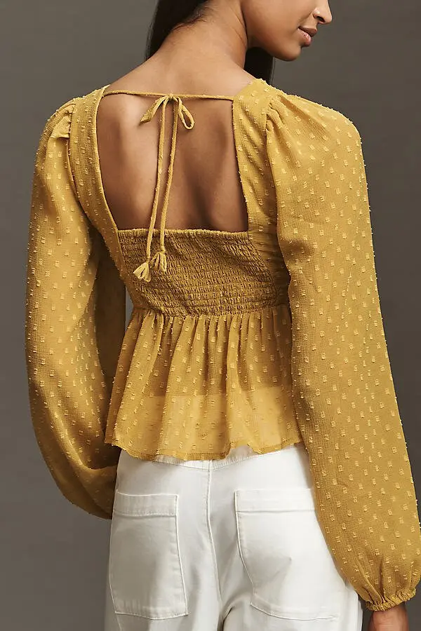 Anthropologie Peplum Blouse - Harvest Gold