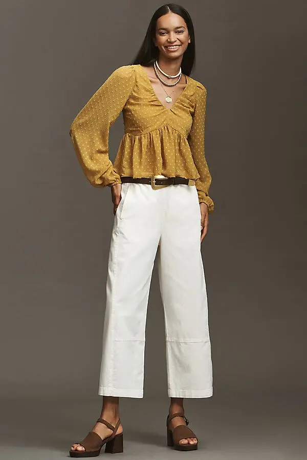 Anthropologie Peplum Blouse - Harvest Gold