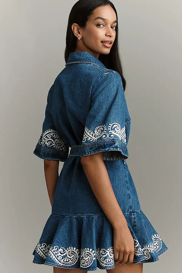 Alemais Jacones Denim Mini Dress - Indigo | Editorialist