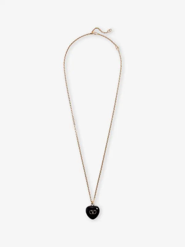Valentino Garavani Coeur Royal Metal And Enamel Necklace - Gold