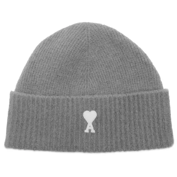 Ami Alpaca Knit Beanie - Gris/ecru
