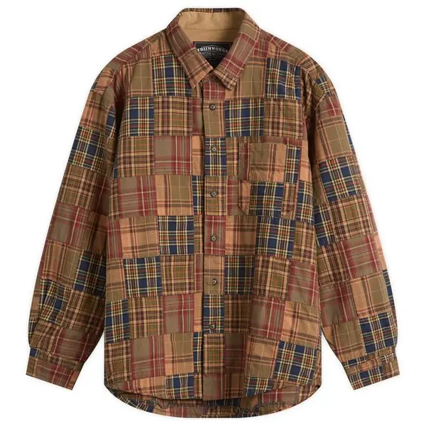 FRIZMWORKS Madras Patchwork Relaxed Shirt - Brownie
