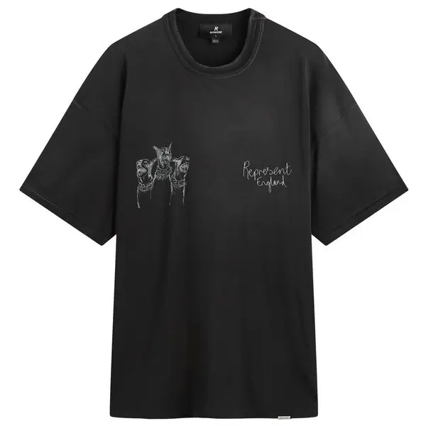 REPRESENT Hand Drawn Thoroughbred Dogs T-shirt - Aged Black