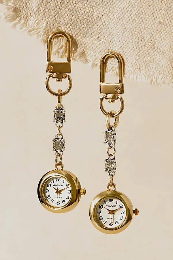 Free People Dominique Clock Pendant Earrings - Gold