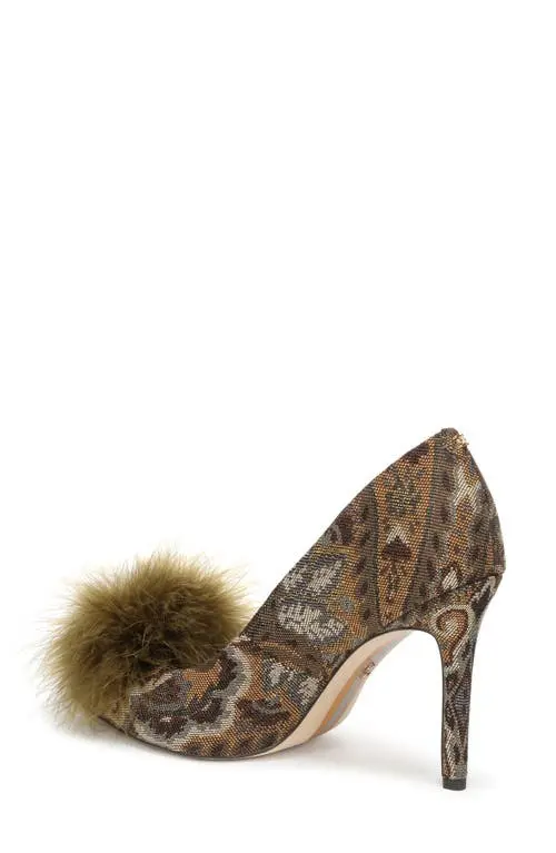 Sam Edelman Hazel Feather Embellished Pumps - Olive Multi