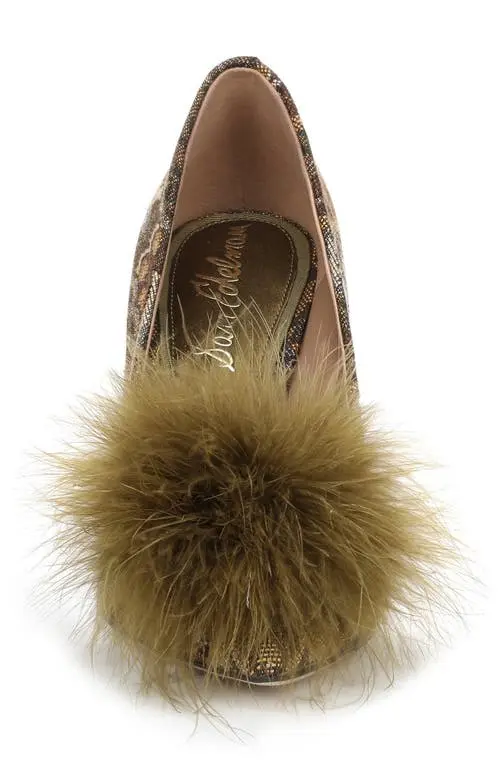 Sam Edelman Hazel Feather Embellished Pumps - Olive Multi