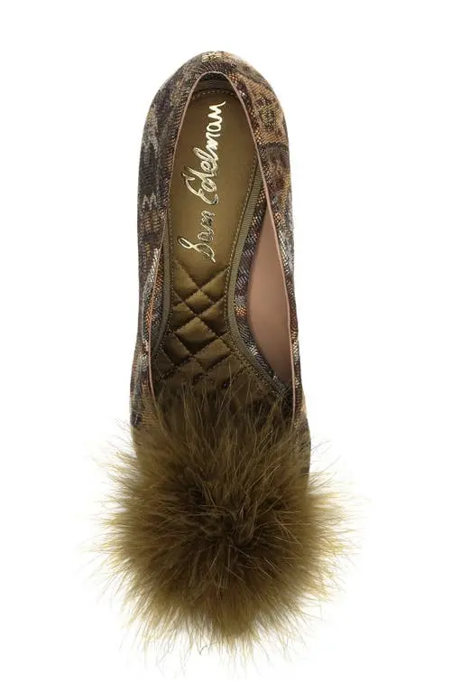 Sam Edelman Hazel Feather Embellished Pumps - Olive Multi