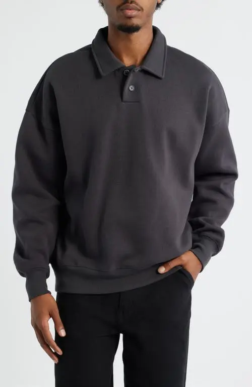 Bp. Fleece Polo Sweatshirt - Black Faded