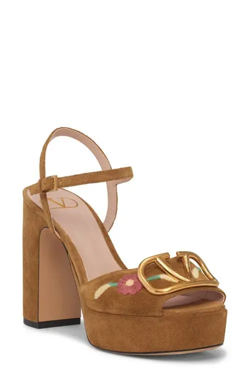 Valentino Garavani Vlogo Embroidered Platform Sandals