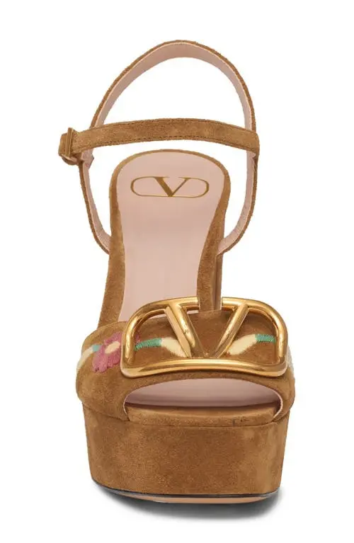 Valentino Garavani Vlogo Embroidered Platform Sandals