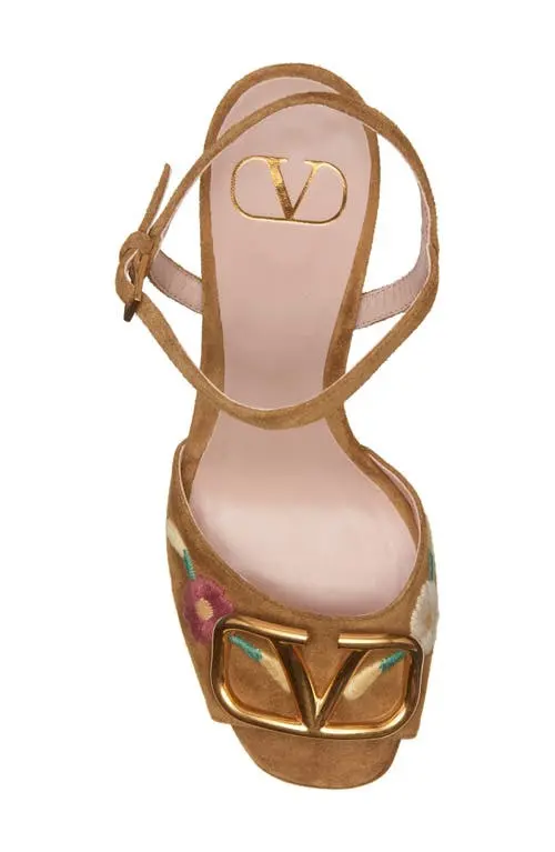 Valentino Garavani Vlogo Embroidered Platform Sandals