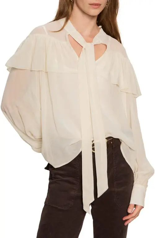 Sanctuary Ruffle Georgette Top - Vintage Ivory