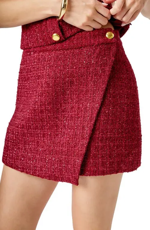 Endless Rose Tweed Faux Wrap Mini Skirt