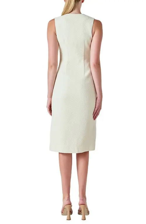 Endless Rose Sleeveless Tweed Midi Sheath Dress