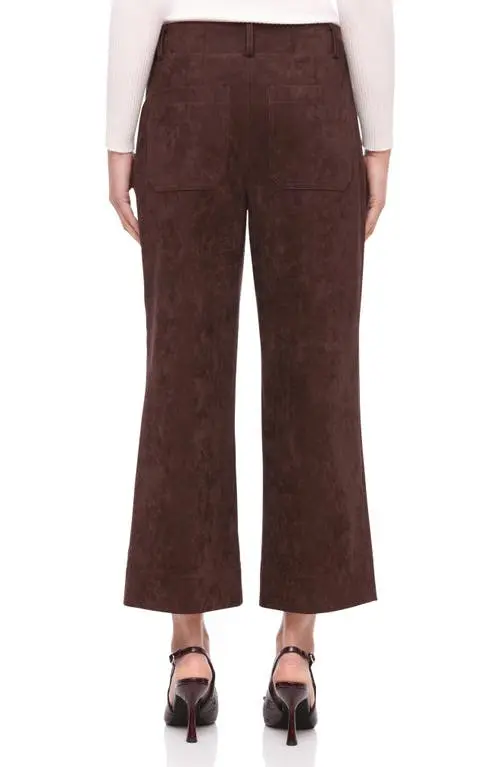 Bagatelle Patch Pocket Faux Leather Crop Wide Leg Pants - Bitter