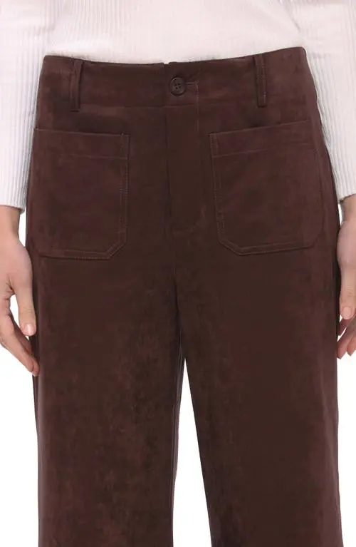 Bagatelle Patch Pocket Faux Leather Crop Wide Leg Pants - Bitter