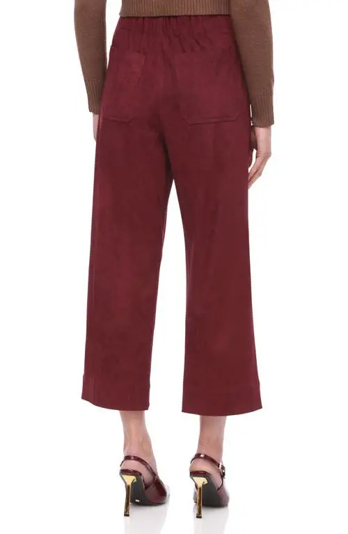 Bagatelle Patch Pocket Faux Leather Crop Wide Leg Pants - Port