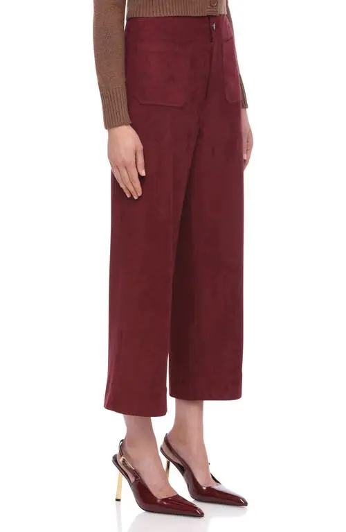 Bagatelle Patch Pocket Faux Leather Crop Wide Leg Pants - Port