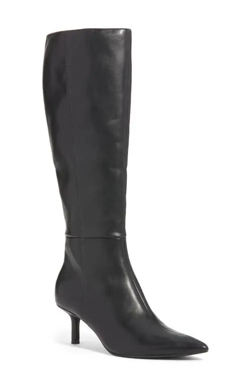 OPEN EDIT Elara Pointed Toe Knee High Boot - Black