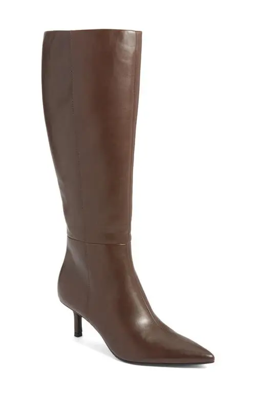 OPEN EDIT Elara Pointed Toe Knee High Boots - Brown Chocolate