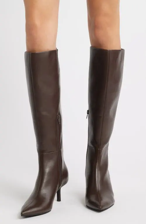 OPEN EDIT Elara Pointed Toe Knee High Boots - Brown Chocolate