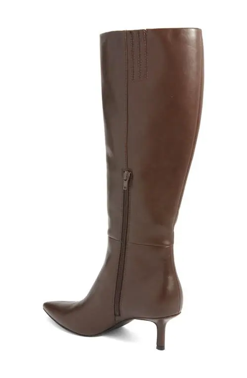 OPEN EDIT Elara Pointed Toe Knee High Boots - Brown Chocolate
