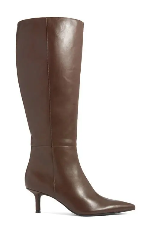 OPEN EDIT Elara Pointed Toe Knee High Boots - Brown Chocolate