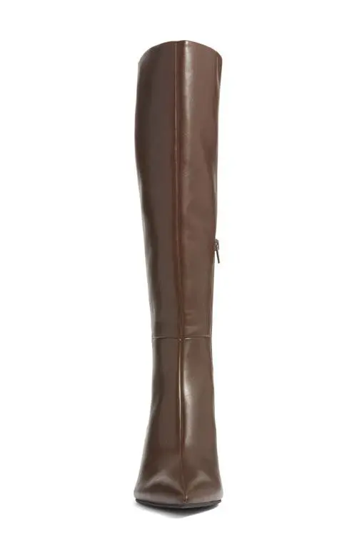 OPEN EDIT Elara Pointed Toe Knee High Boots - Brown Chocolate