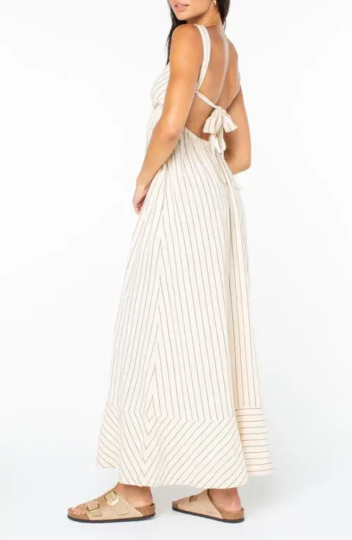 Roxy Wilder Coast Stripe Maxi Sundress - Parchment