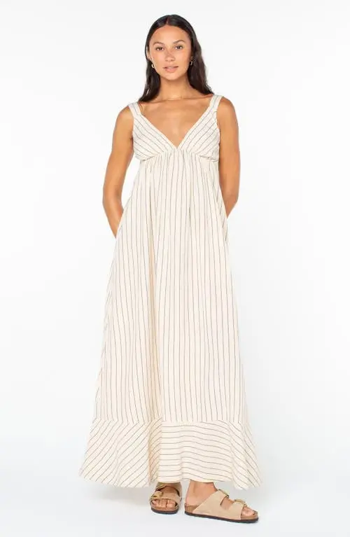 Roxy Wilder Coast Stripe Maxi Sundress - Parchment