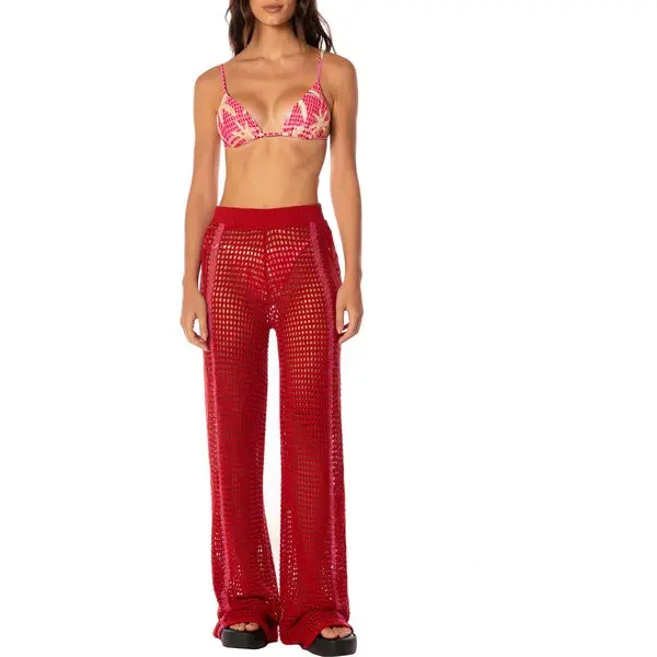 MAAJI Flame Coral Novelle Crochet Cover-up Pants - Bright Red