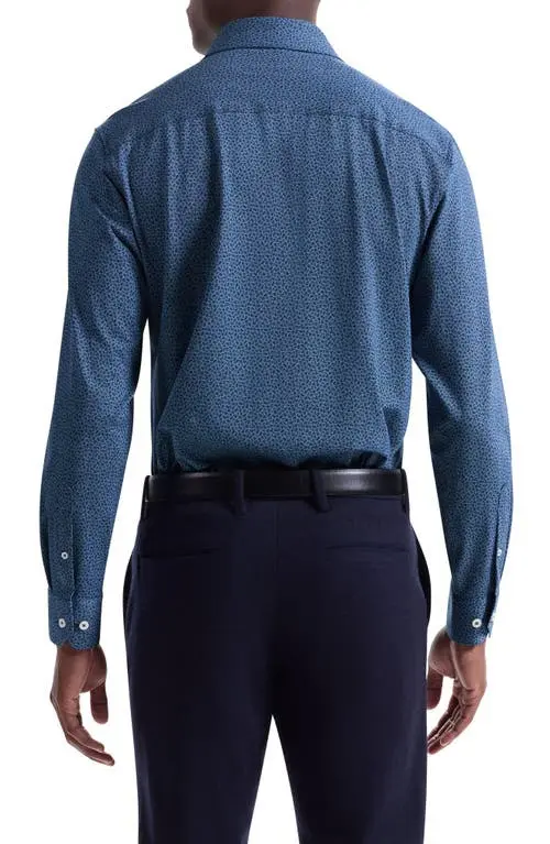 Bugatchi James Ooohcotton® Leaf Print Twill Button-up Shirt - Navy
