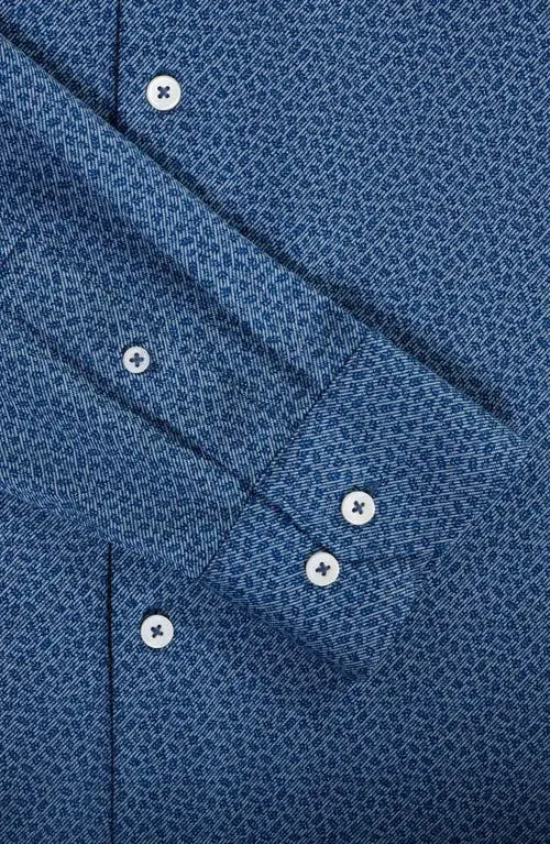 Bugatchi James Ooohcotton® Leaf Print Twill Button-up Shirt - Navy