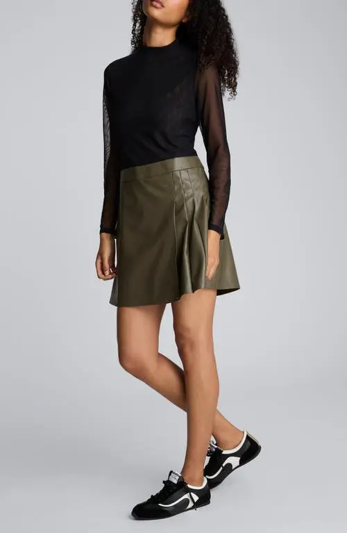 KENNETH COLE Jodie Long Sleeve Faux Leather Mini Dress